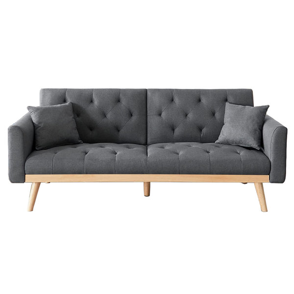 George Oliver Gevena Twin 73.62'' Wide Linen Tufted Back Convertible ...