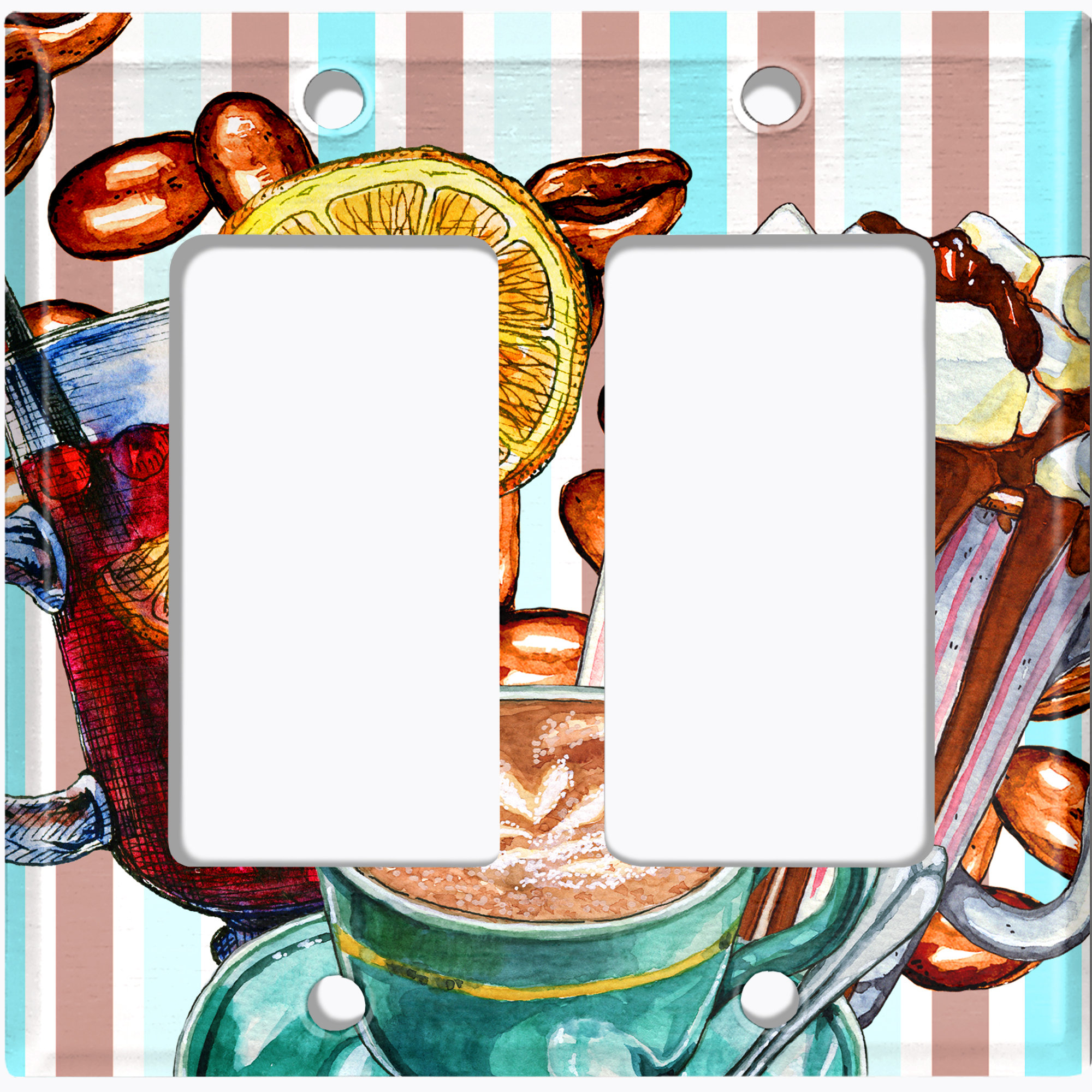 WorldAcc Coffee Beans Mocha Press Maker Teal Brown Stripes 2 - Gang ...