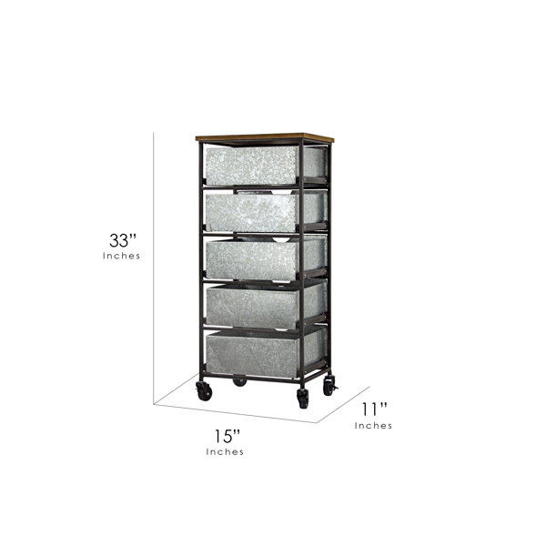 17 Stories Sela 5 Drawer Rolling Storage Chest | Wayfair