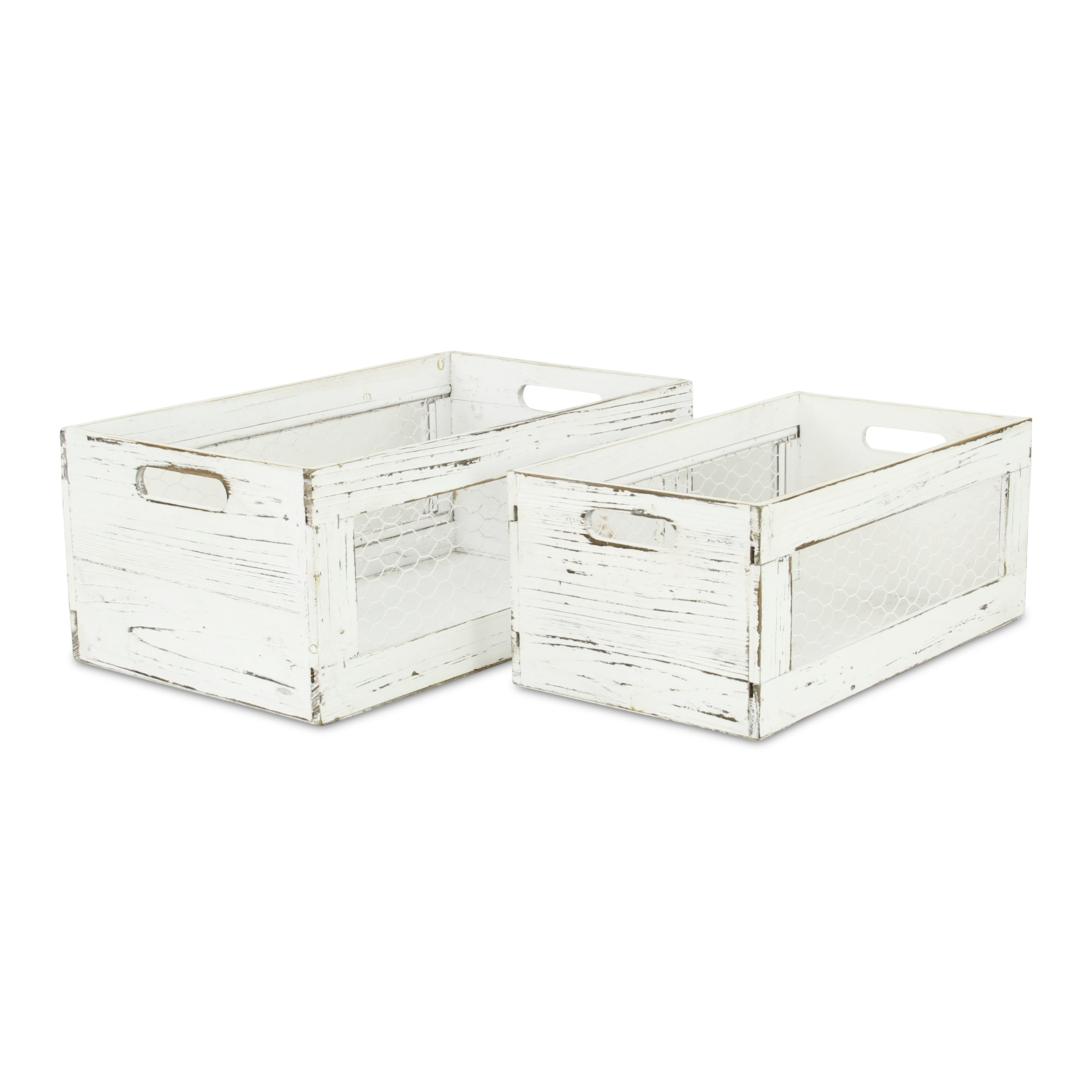 Gracie Oaks 2 Piece Solid Wood Crate Set & Reviews | Wayfair