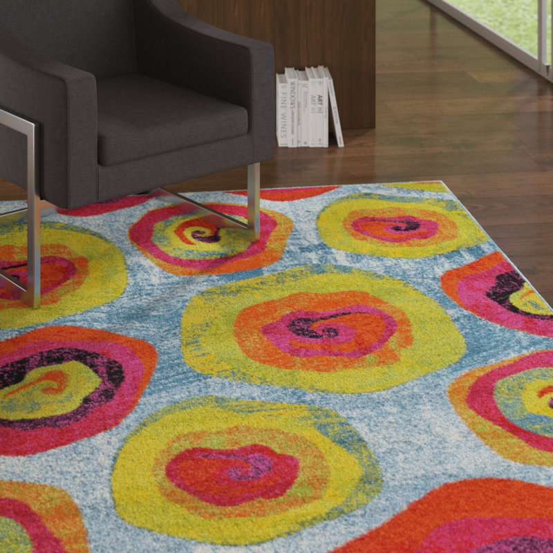 Latitude Run® Elvia Abstract Blue/Red/Yellow Area Rug & Reviews | Wayfair
