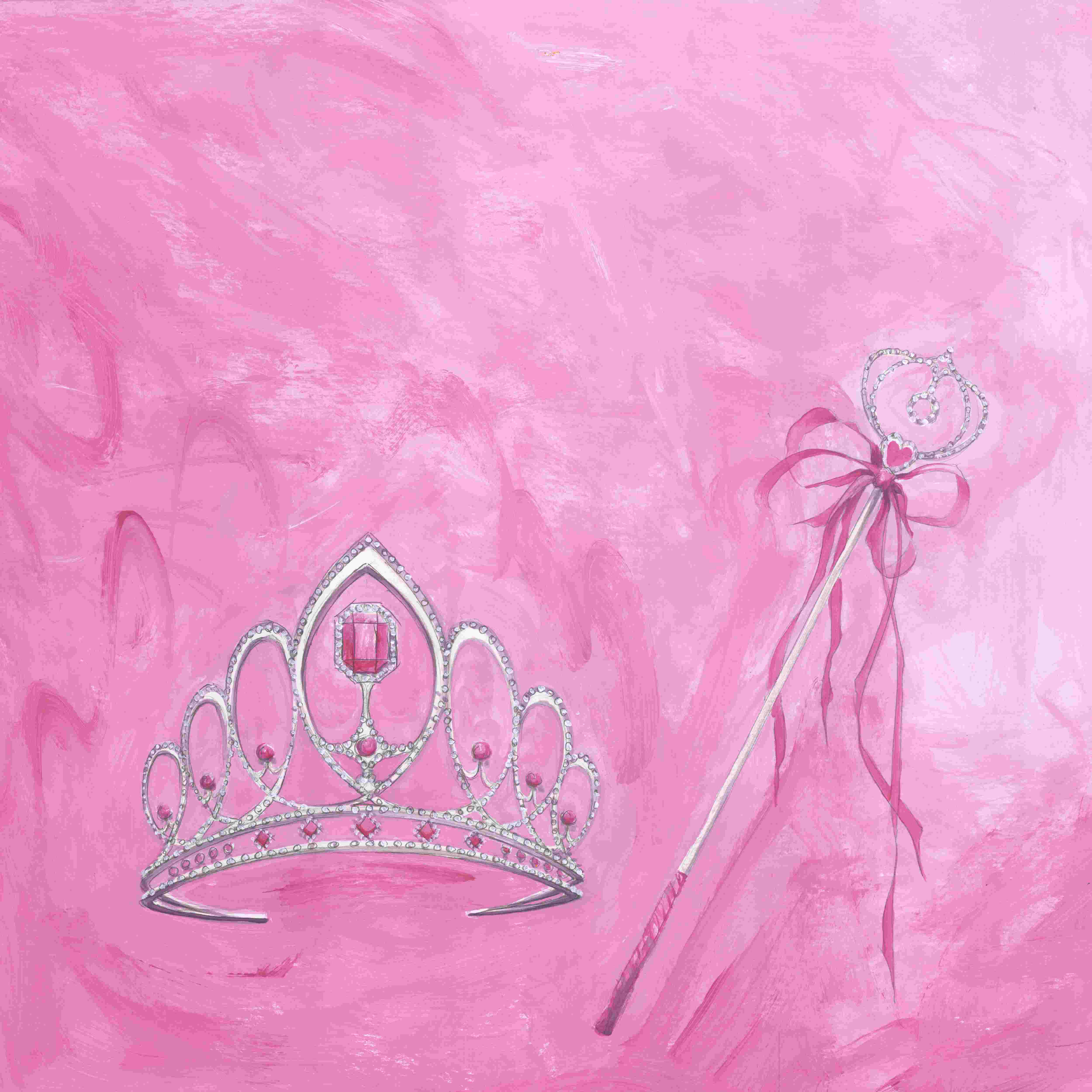 Gemma Violet Pink Watercolor Tiara And Wand - Print | Wayfair