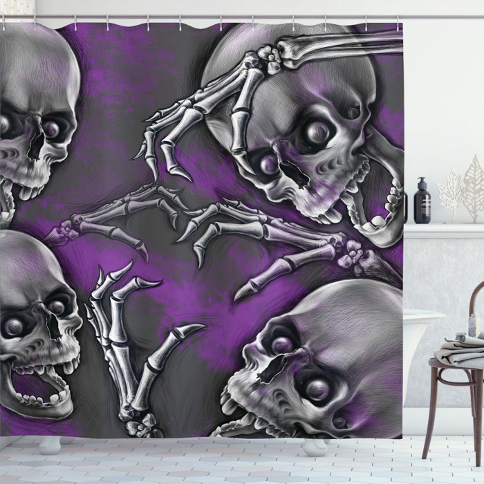 Ambesonne Skull Scary Creepy Spooky Happy Smiling Skeleton With Boned ...