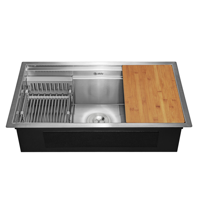 AKDY 33" L x 22" W Undermount Kitchen Sink with Drain Strainer, Tray ...