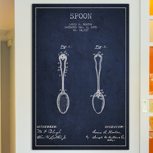 Williston Forge Spoon Navy Blue Patent Blueprint by Aged Pixel ...