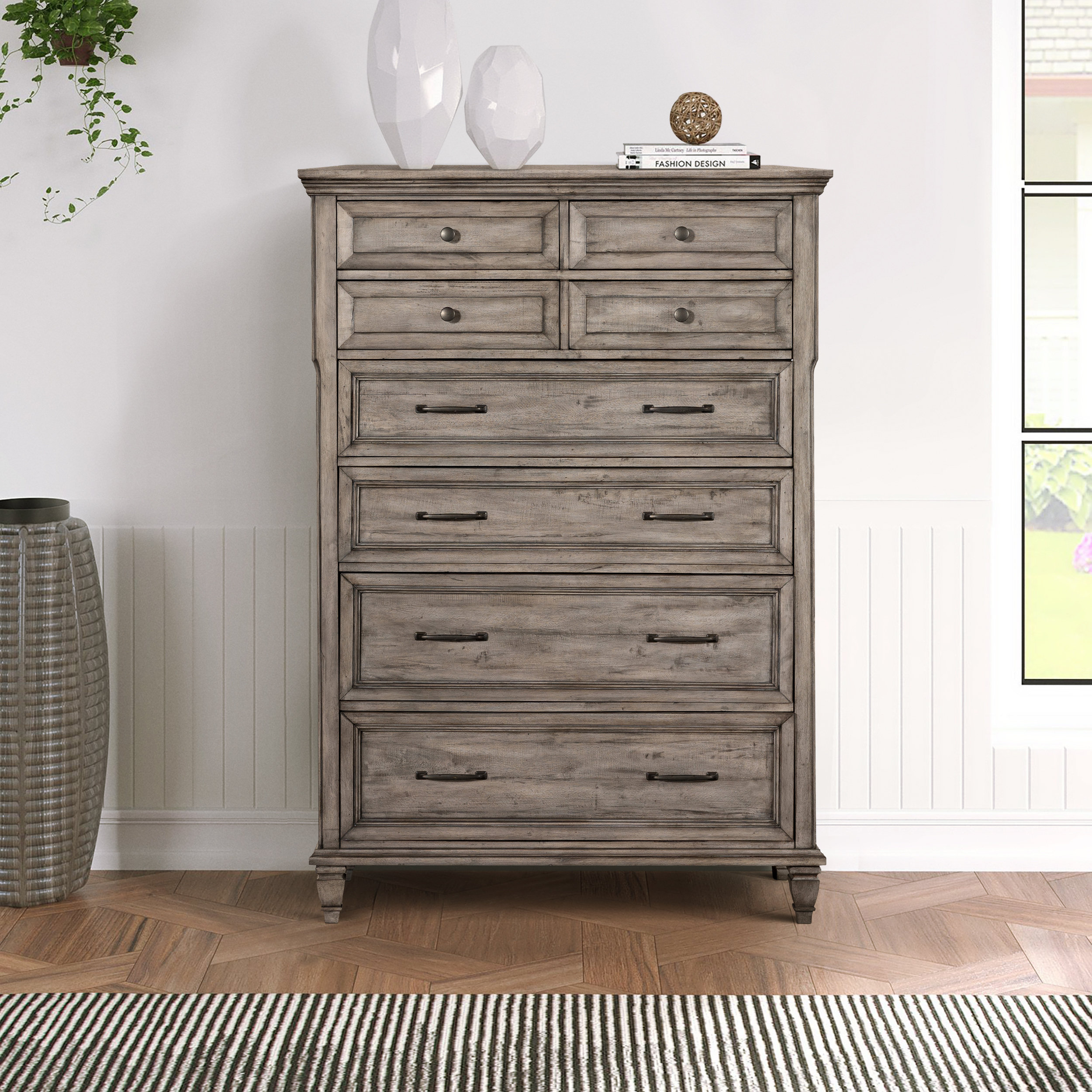 Rosalind Wheeler Hutchinson Grey 8-drawer Rectangular Chest | Wayfair