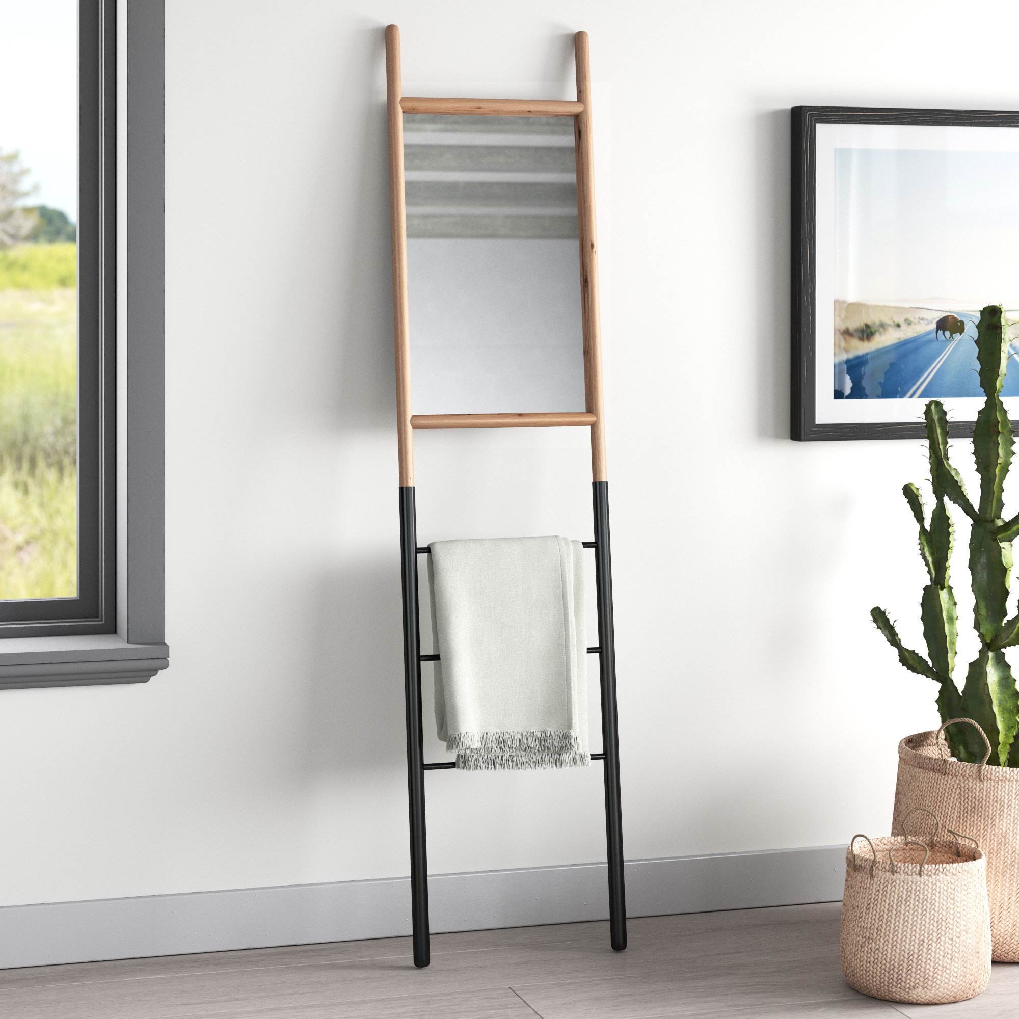 Mistana™ Enya Rectangle Solid Wood Floor Mirror & Reviews | Wayfair