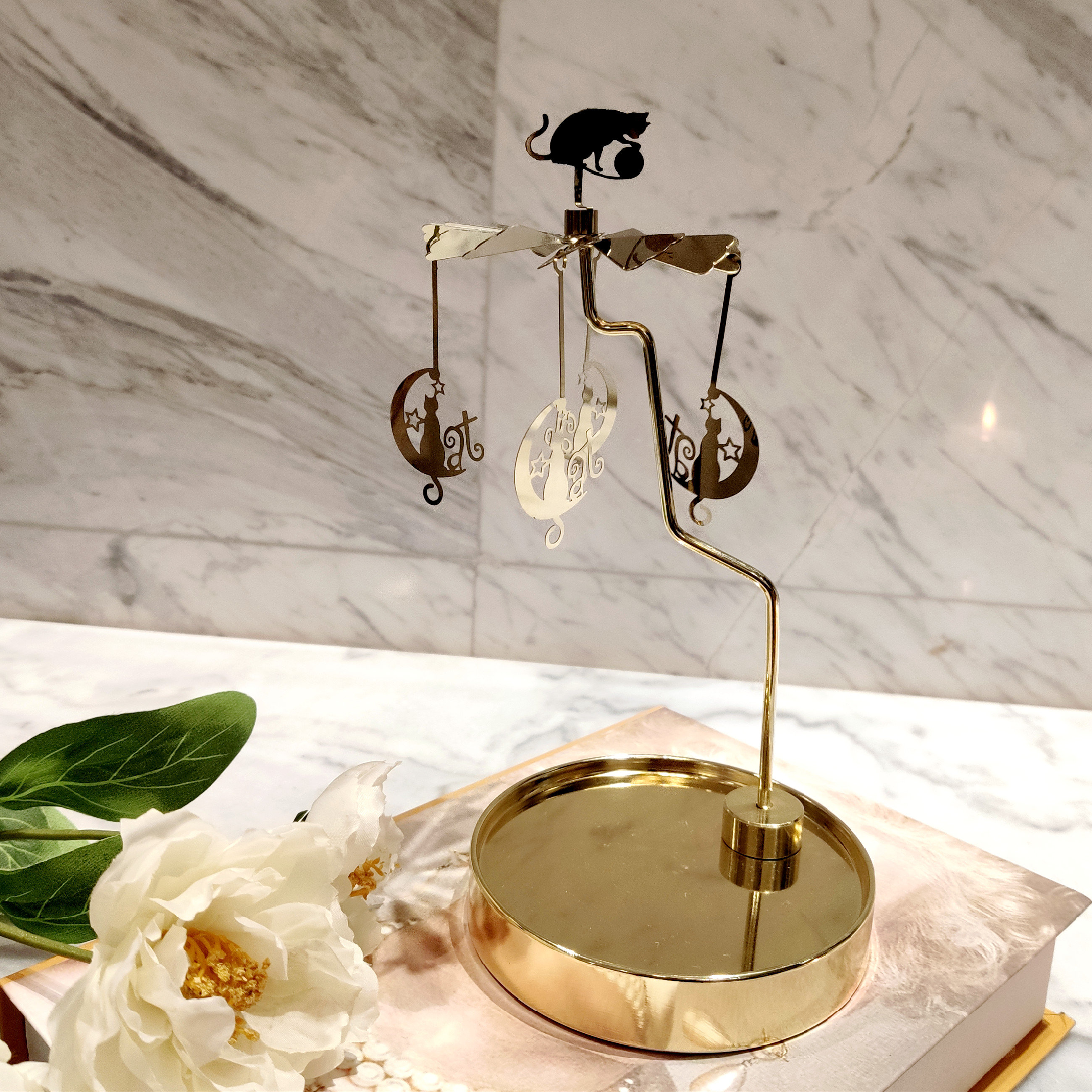 Visionary Home Rotating Carousel Candle Holder Set With Cats | Wayfair