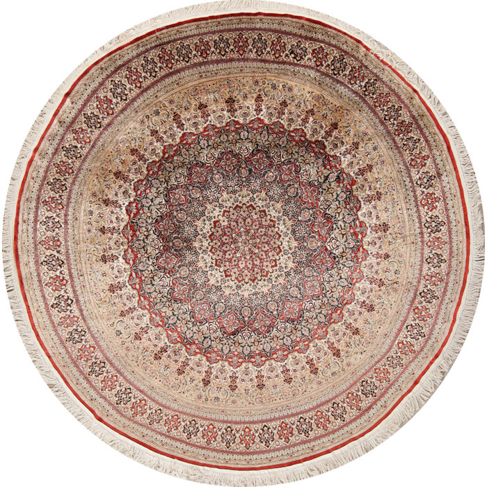 Rugsource Vintage 8 Ft Round Master-Piece 100% Silk Persian Rug 700 ...