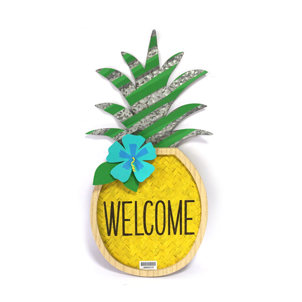 Bay Isle Home Welcome Pineapple MDF and Bamboo and Metal Wall Décor ...