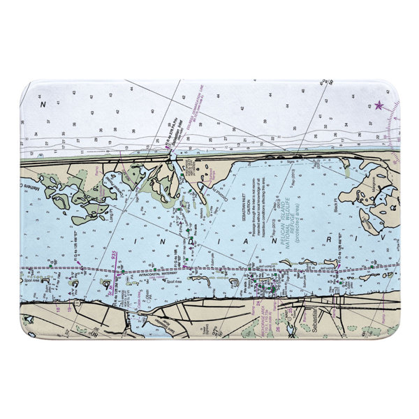 Breakwater Bay Nautical Chart Sebastian Inlet FL Rectangle Memory Foam ...