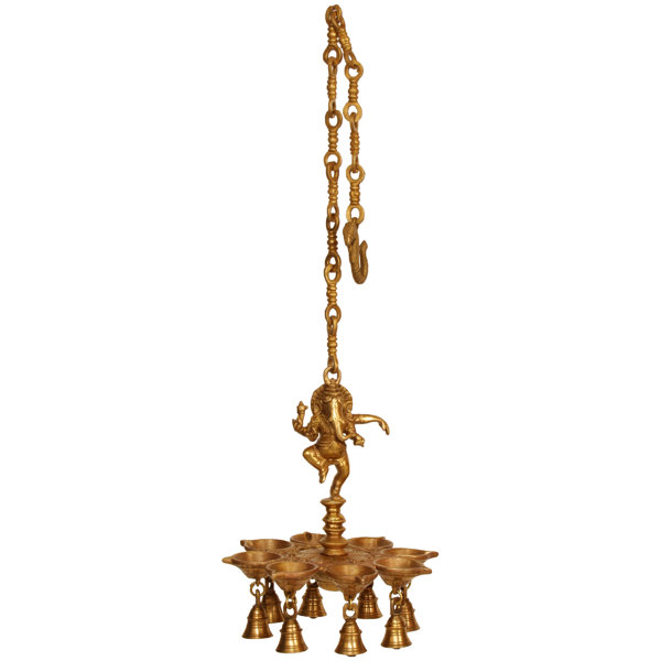 Exotic India Dancing Ganesha Hanging Puja Lamp With Bells | Wayfair