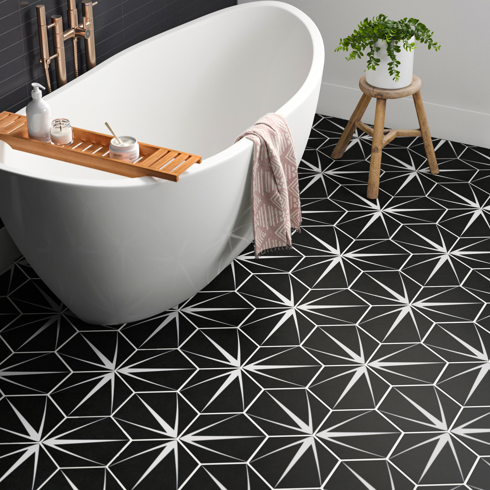 Merola Tile Trident 9" W x 10" L Porcelain Patterned Wall & Floor Tile ...