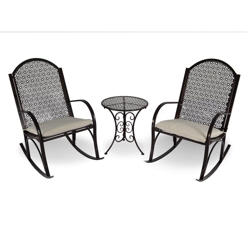 Tortuga Outdoor Metal Garden Rocker - 3Pc Set (2 rockers, 1 side table ...