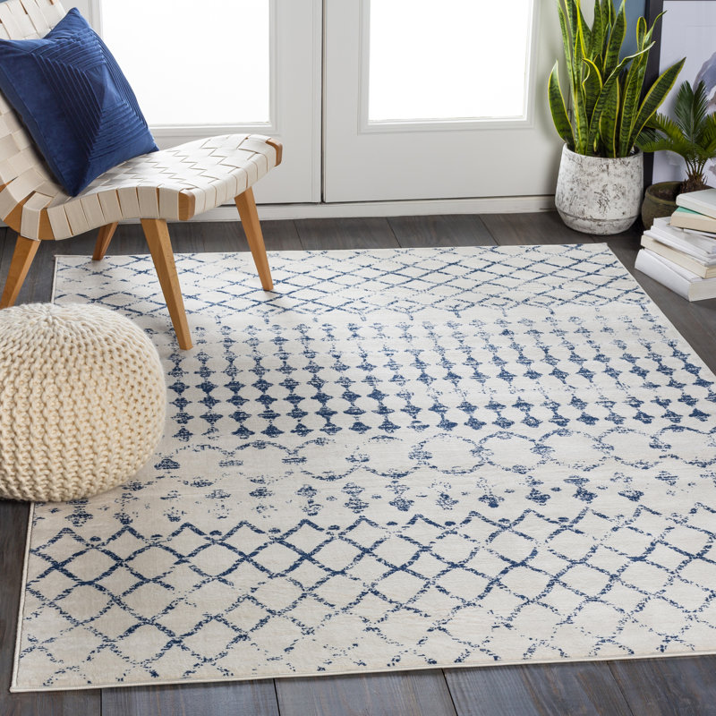 Dakota Fields Warlick Dark Blue/White Rug & Reviews