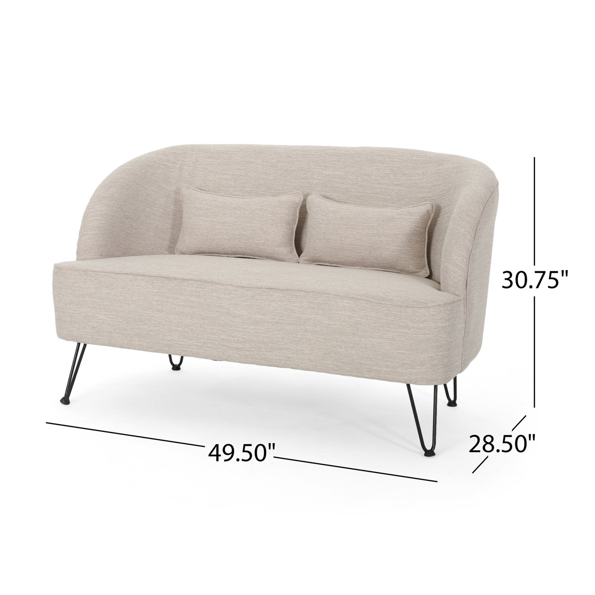 George Oliver Debs 49.5'' Recessed Arm Loveseat & Reviews | Wayfair