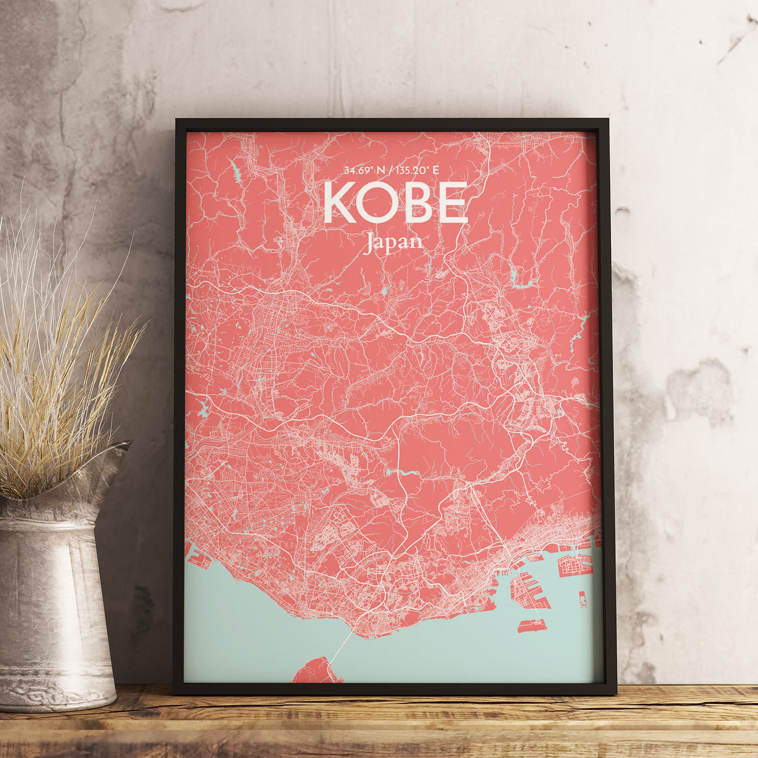 Wrought Studio Kobe City Map - Unframed Graphic Art | Wayfair