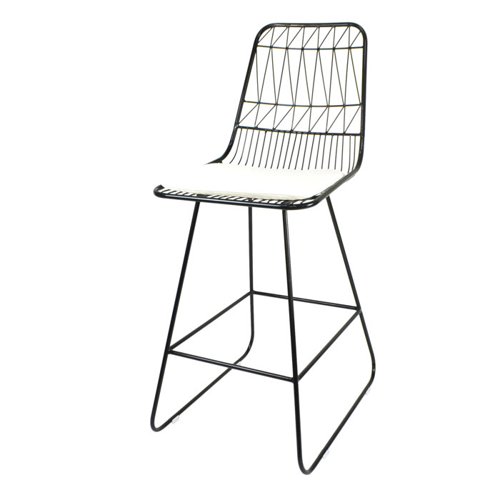Wrought Studio Nico Modern Geometric 26.25" Patio Bar Stool with ...