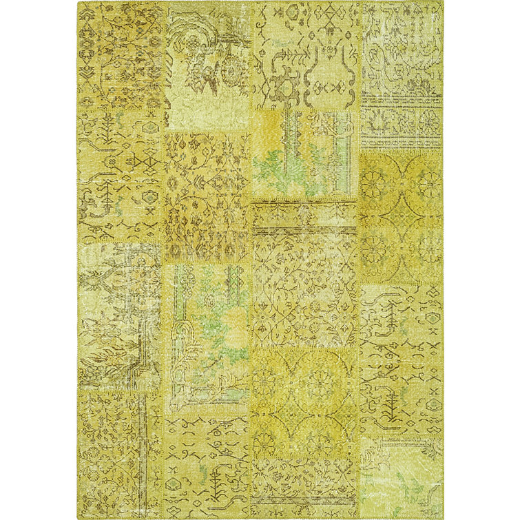 Bungalow Rose Ebone Handmade Hand-Knotted Cotton Green Rug | Wayfair