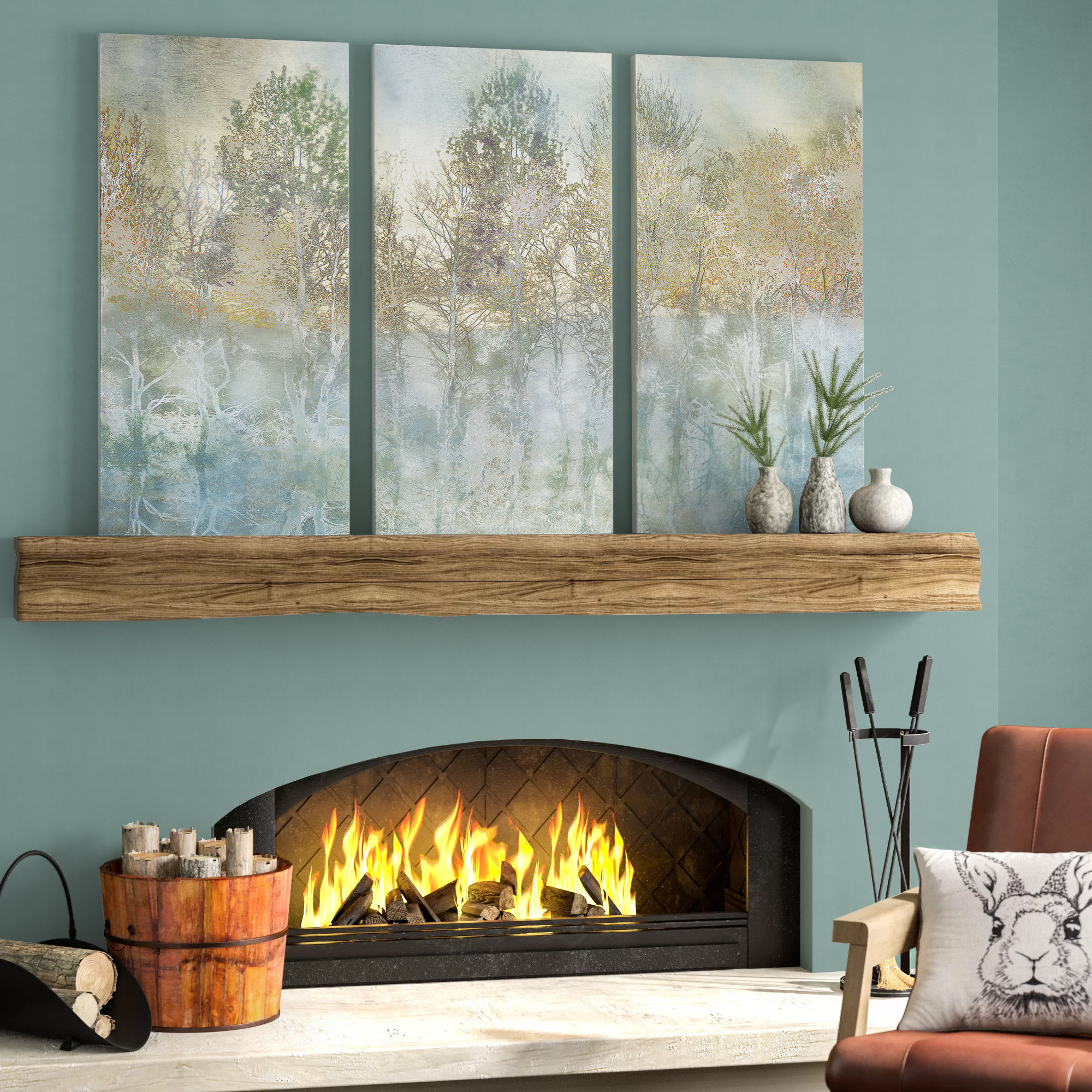 Union Rustic River Reflection - 3 Piece Multi-Piece Image on Canvas ...