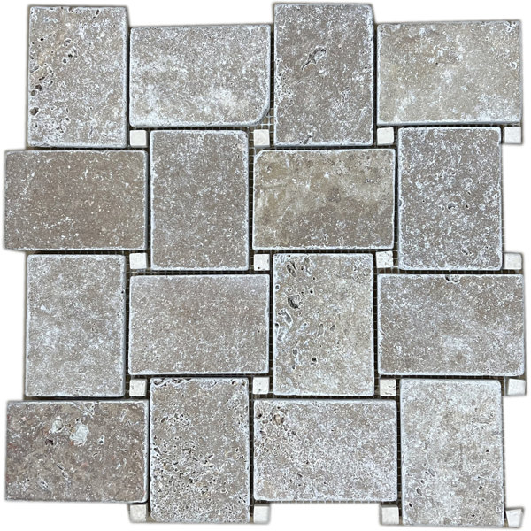 SB TILE AND STONE Straight Edge Travertine Basketweave Floor Use Tile ...
