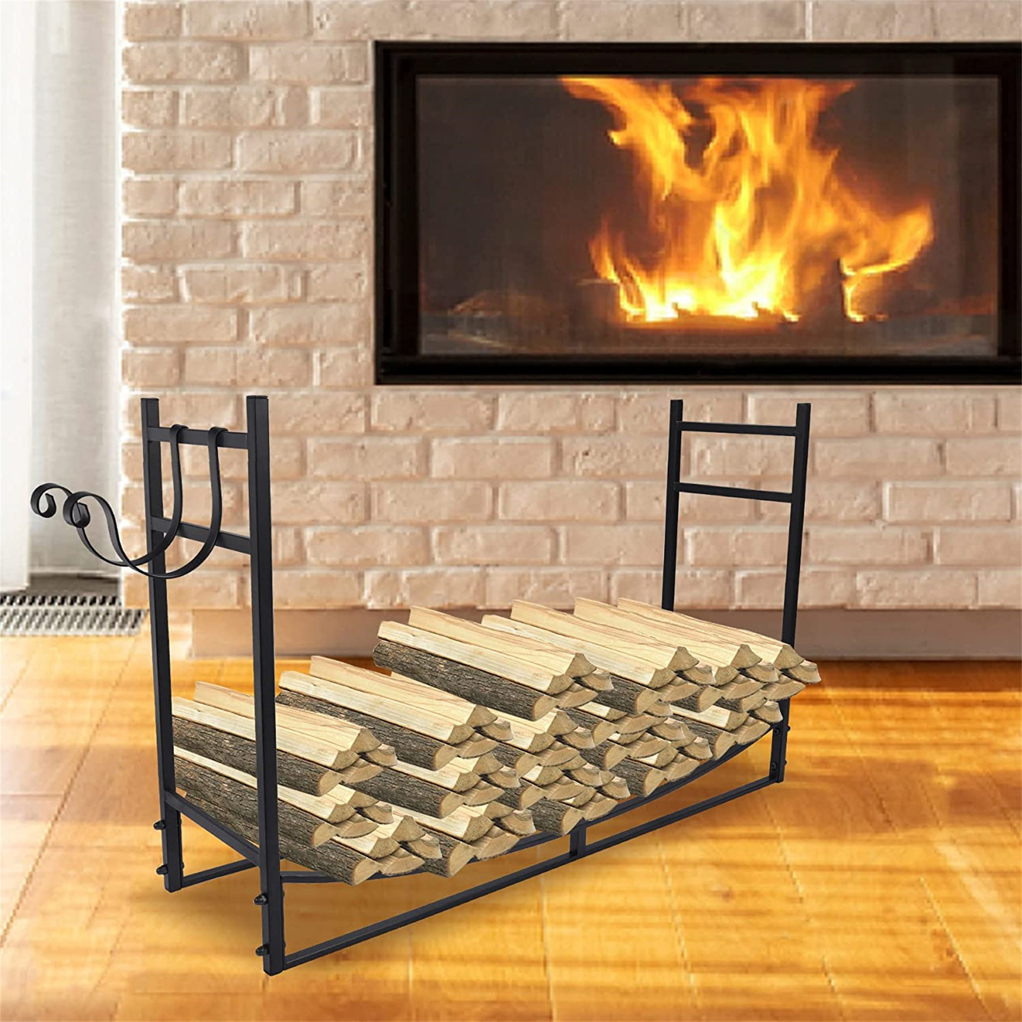 Winston Porter Jelisa 48'' W Metal Log Rack | Wayfair