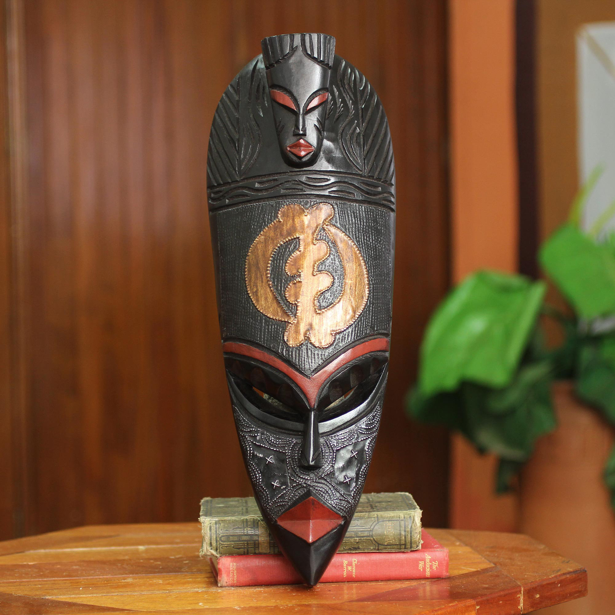 World Menagerie Theophilus Sackey Hand Carved Mask with Adinkra Symbol ...