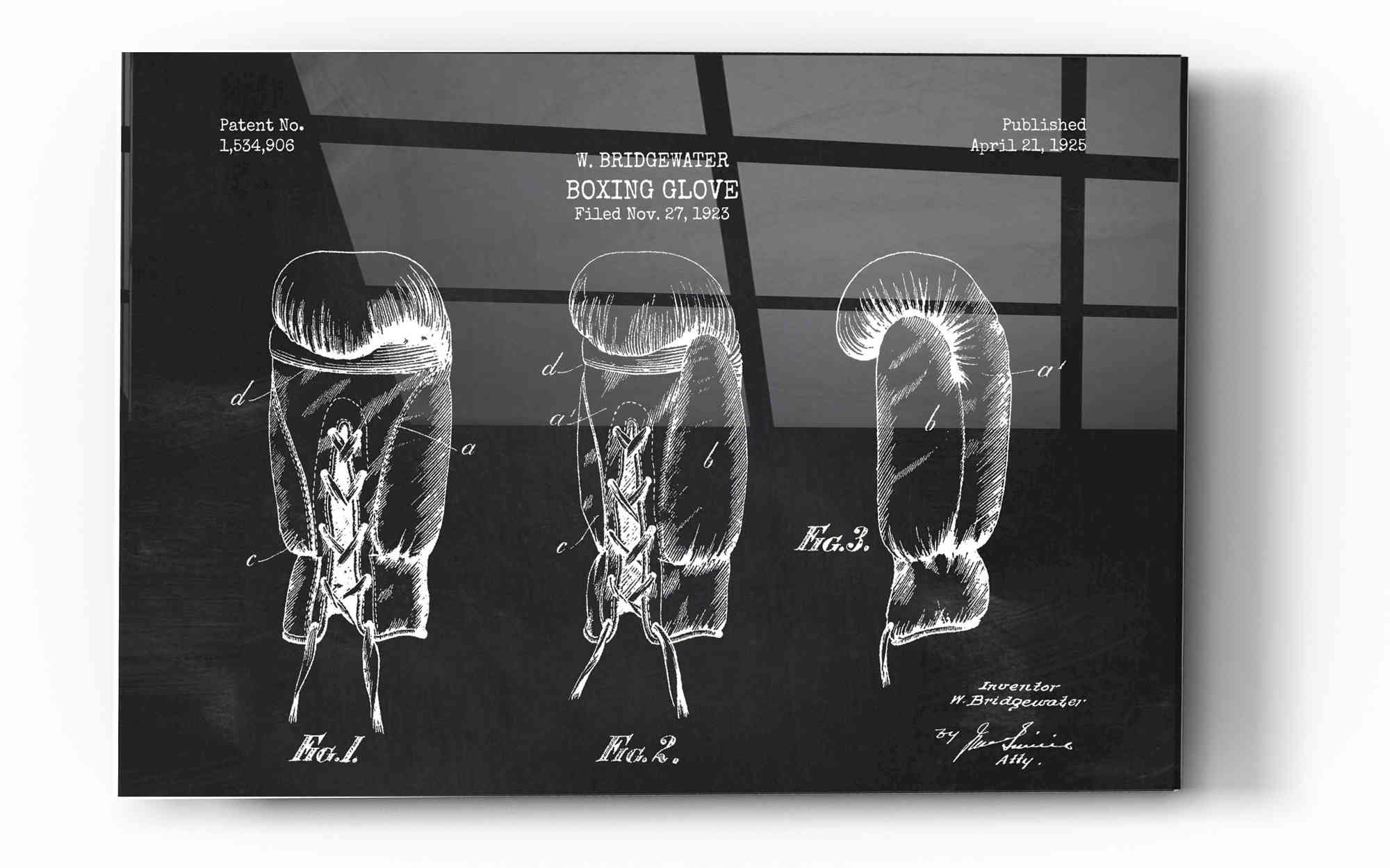 17 Stories Boxing Glove, 1925 Blueprint Chalkboard Patent - Graphic Art ...