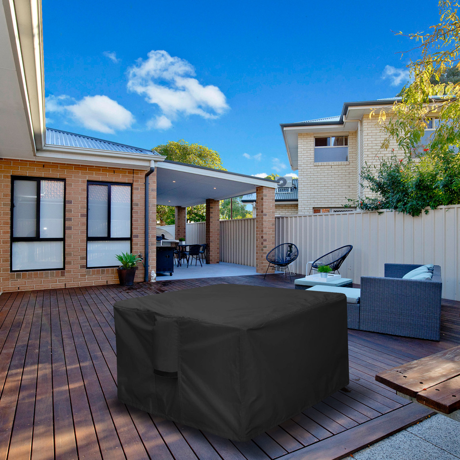 Arlmont & Co. Waterproof Heavy Duty Square Patio Fire Pit Table Cover ...