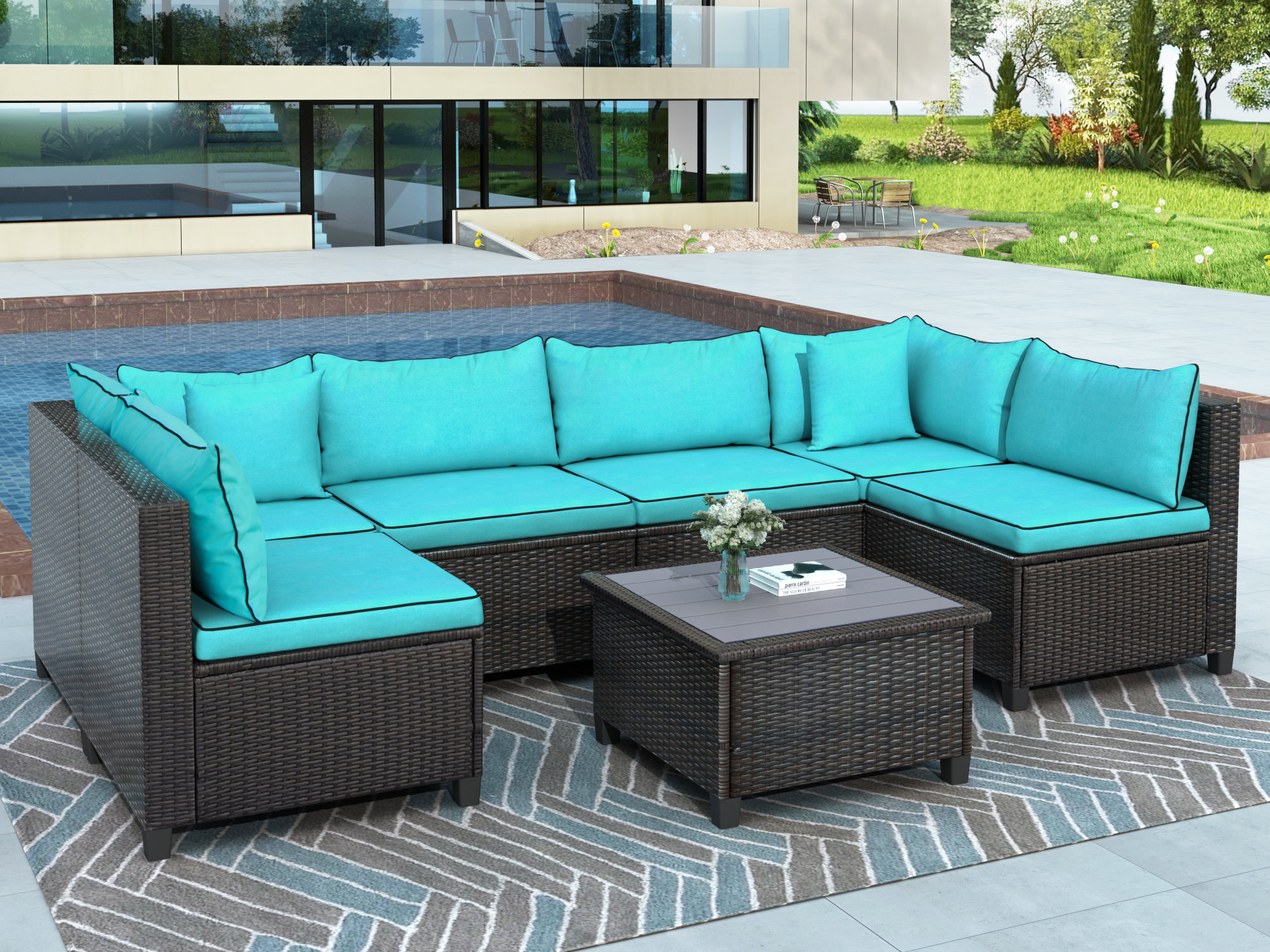 Longshore Tides Courtright Wicker Rattan 6 Person Seating Group With longshore-tides-courtright-wicker-rattan-6-person-seating-group-with
