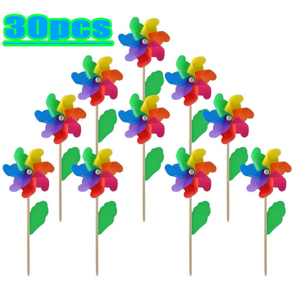 Arlmont & Co. 30 Pack Wooden Stick Pinwheels, Pinwheel Party Pinwheels ...