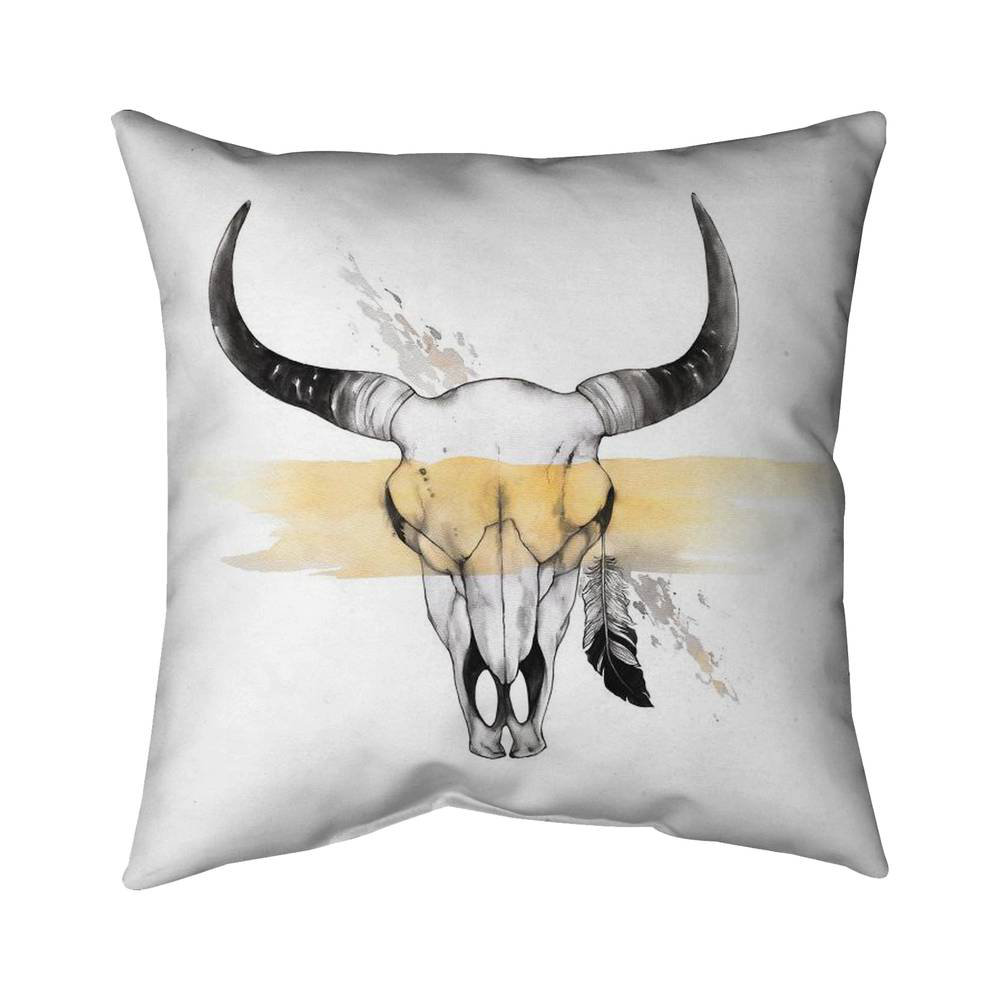 Begin Edition International Inc. Cow Skull with Feather Square Throw ...