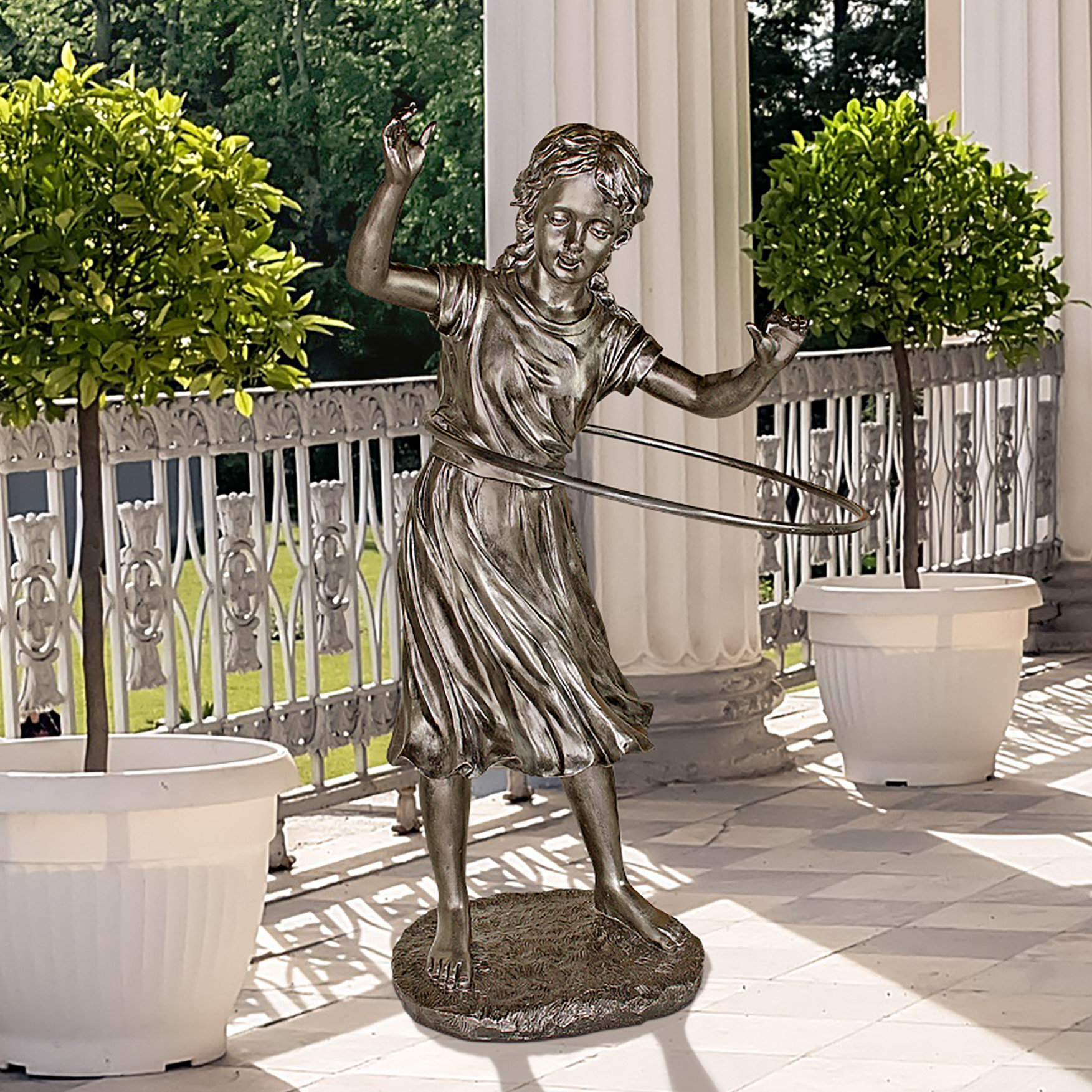 Design Toscano Harriet Hula Hooping Girl Garden Statue | Wayfair