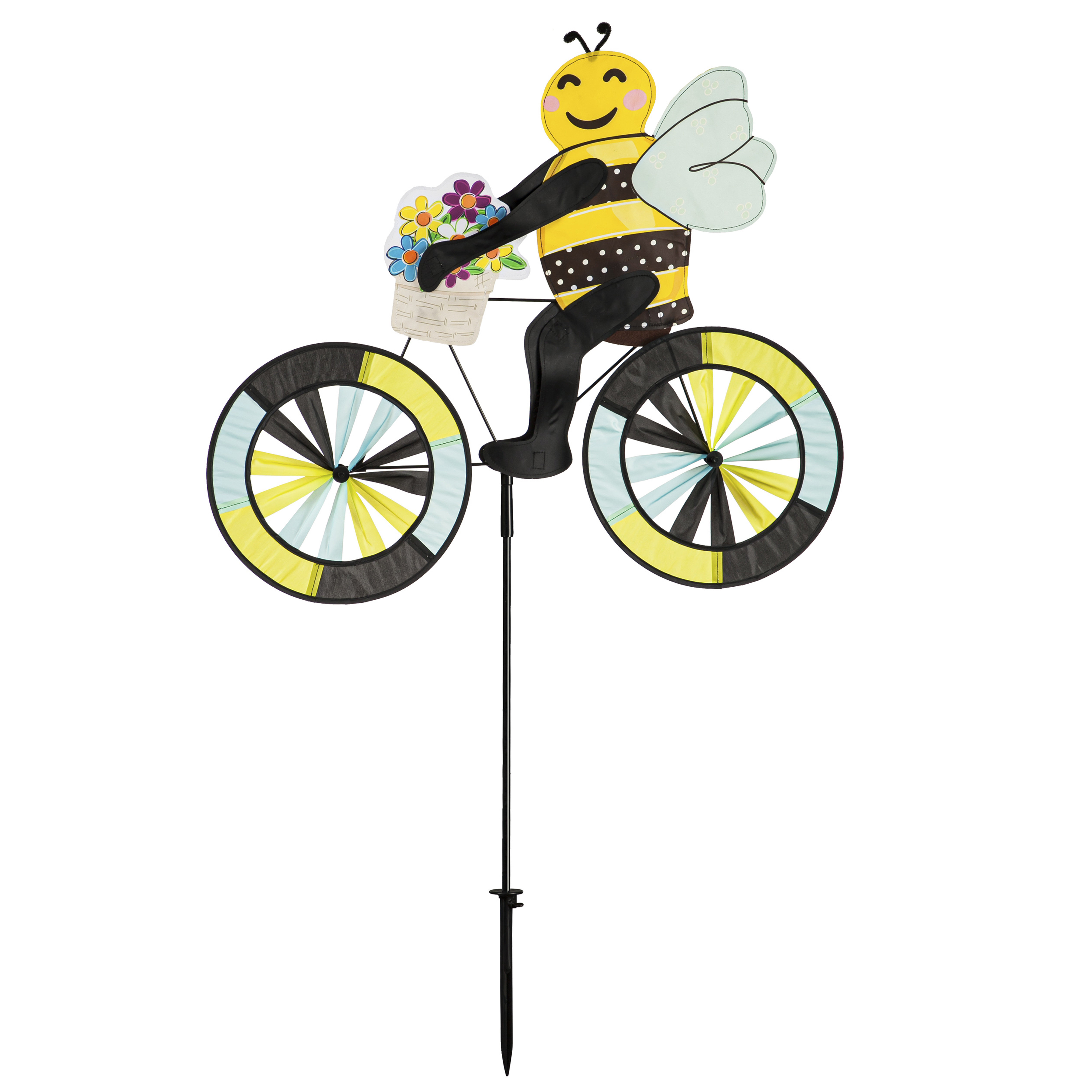 Arlmont & Co. Lakeary Buzzing Bee Bicycle Spinner Garden Stake | Wayfair