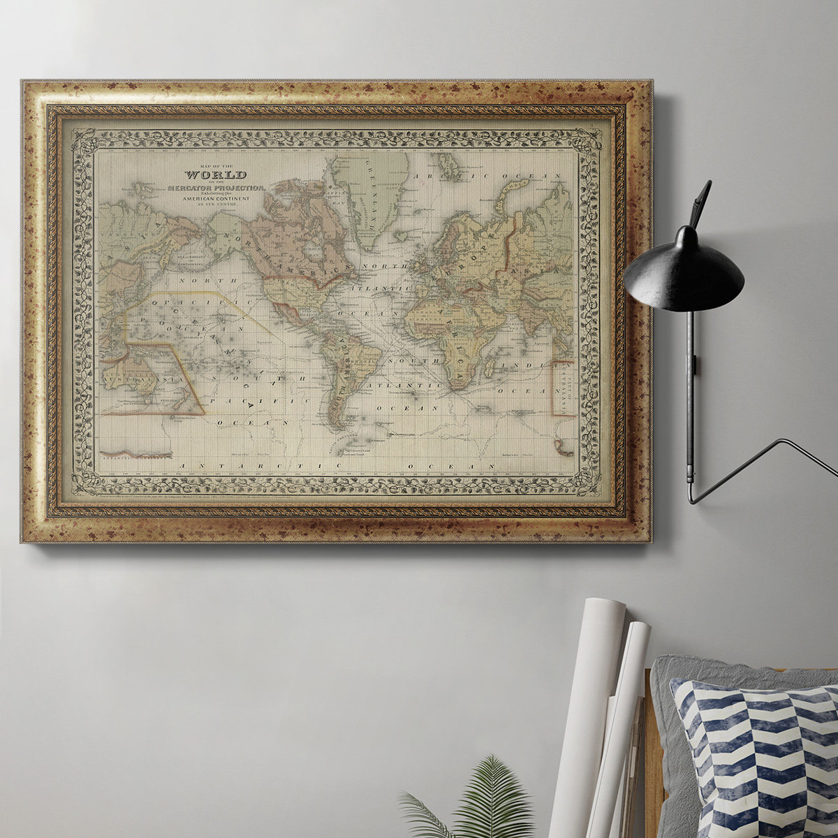 Williston Forge Mitchell's World Map - Picture Frame Graphic Art on ...