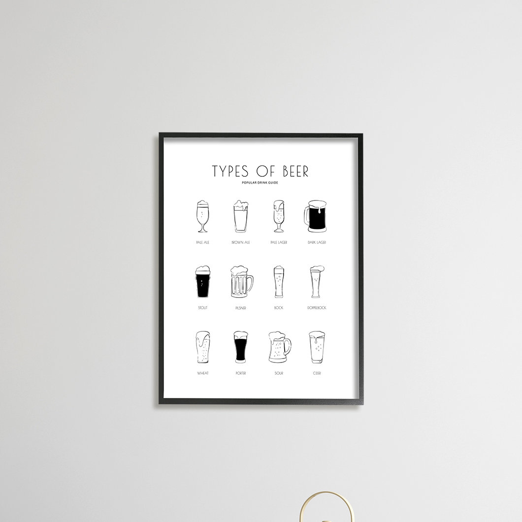 Stupell Industries Beer Beverage Guide Modern Minimal Black White Chart ...