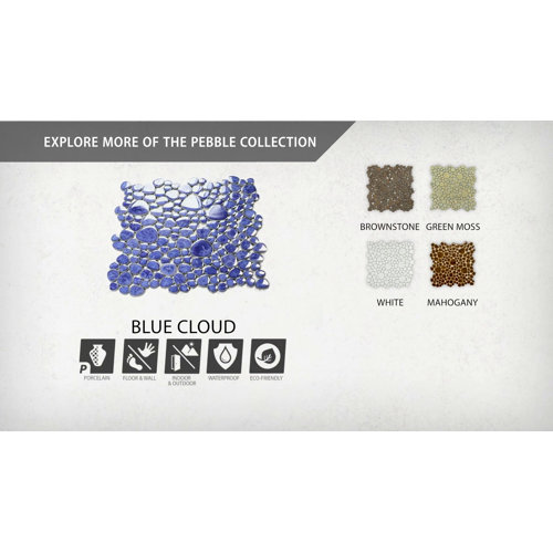 Merola Tile Pebble 11" x 11" Porcelain Pebbles/Rocks Mosaic Wall ...