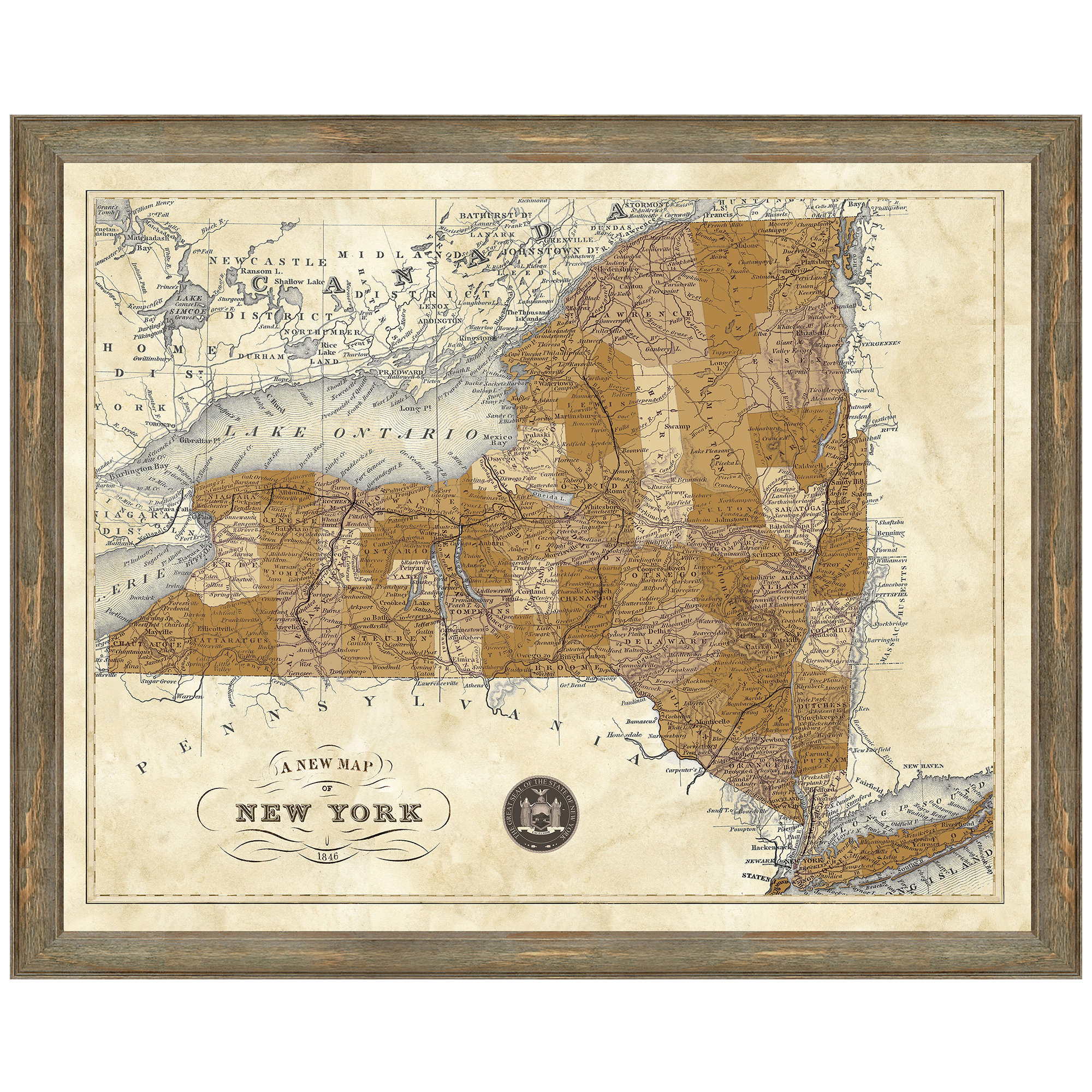 Charlton Home® Map Of New York - Picture Frame Graphic Art | Wayfair