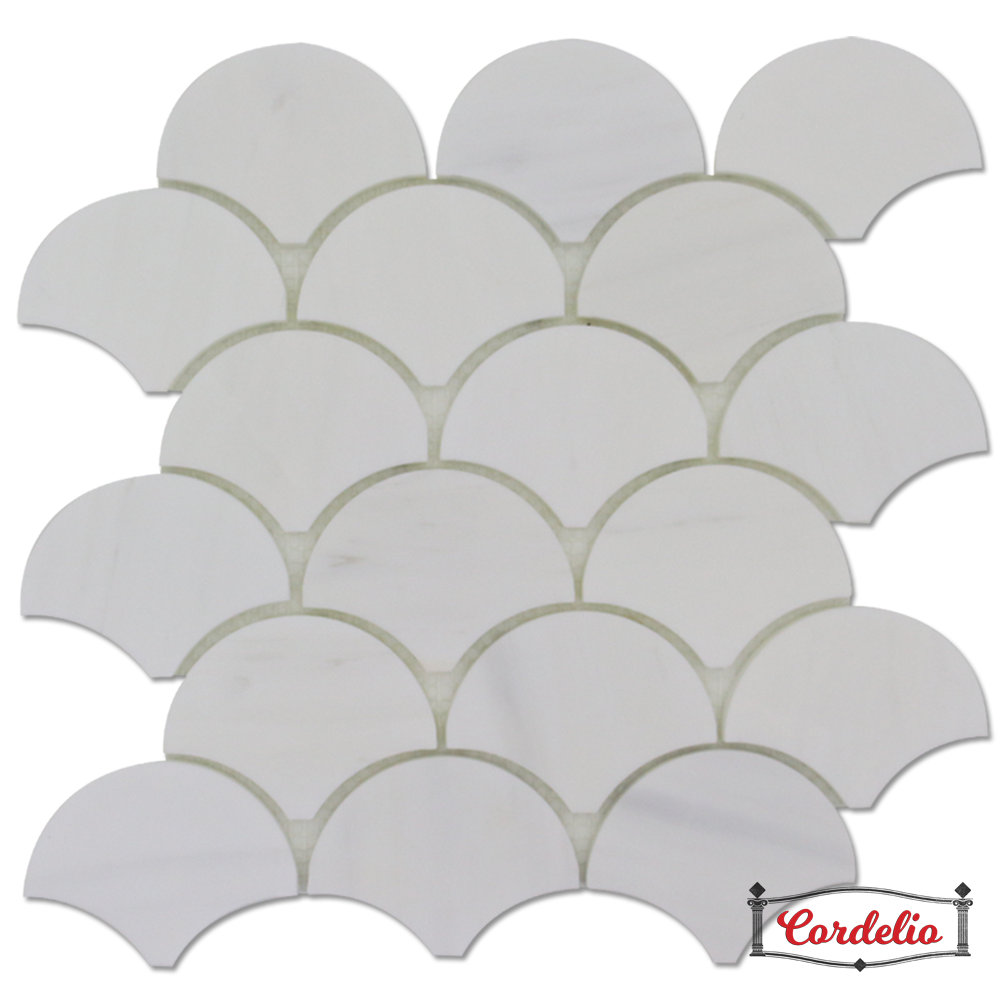 Cordelio 12" x 12" Marble Fish Scale Mosaic Wall & Floor Tile | Wayfair