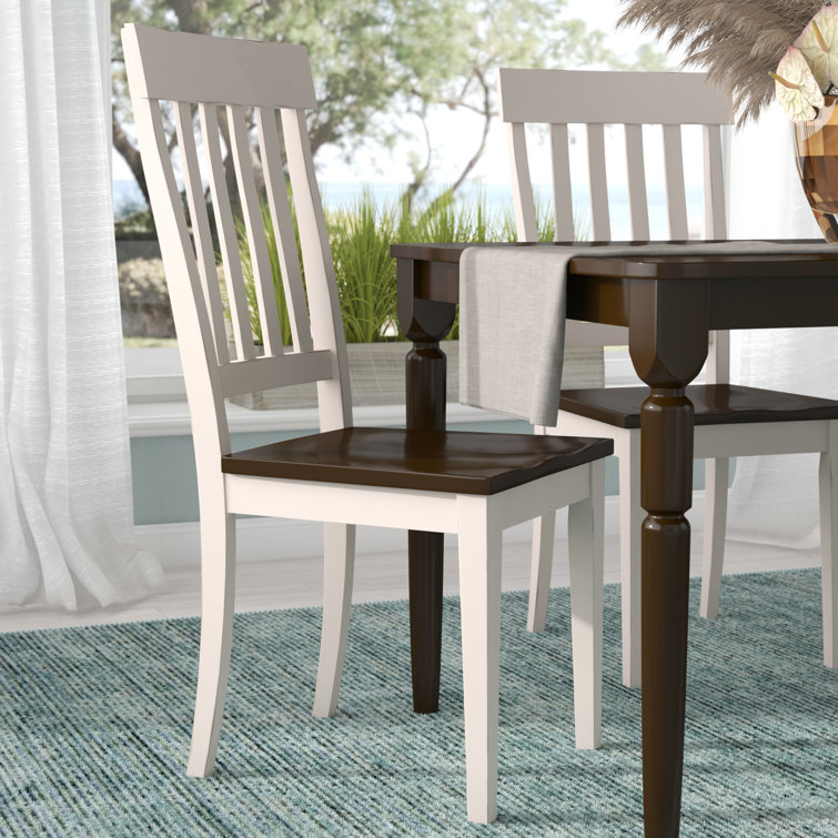Winston Porter Minersville Solid Wood Slat Back Dining Chair In Chalk