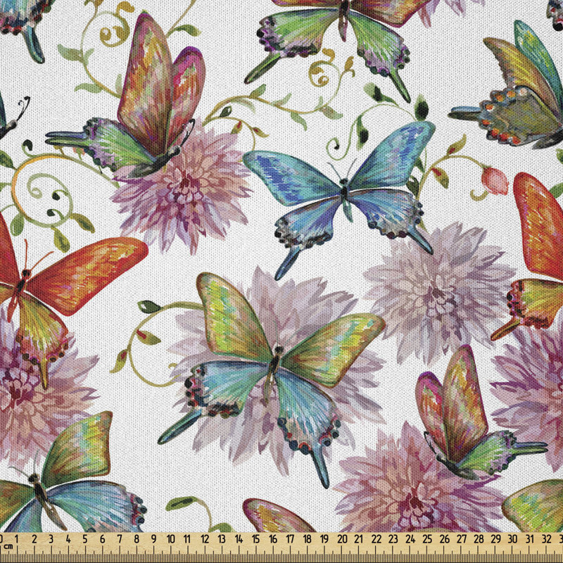East Urban Home Ambesonne Butterfly Fabric By The Yard, Flying ...