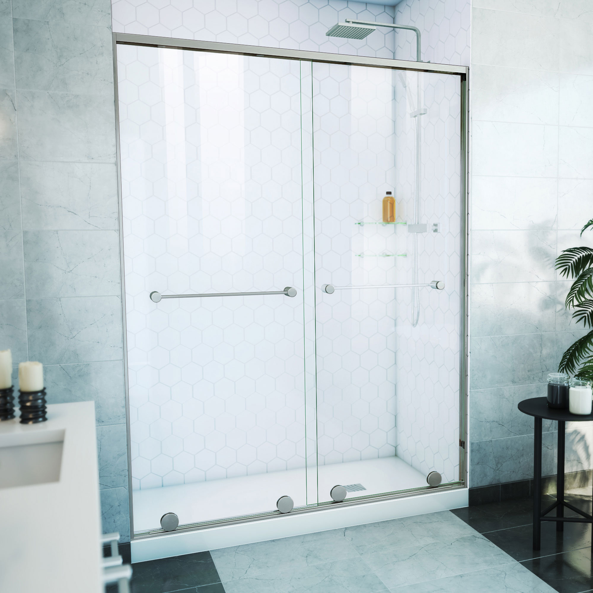 DreamLine Harmony 56'' - 60'' W x 76'' H Bypass Semi-Frameless Shower ...