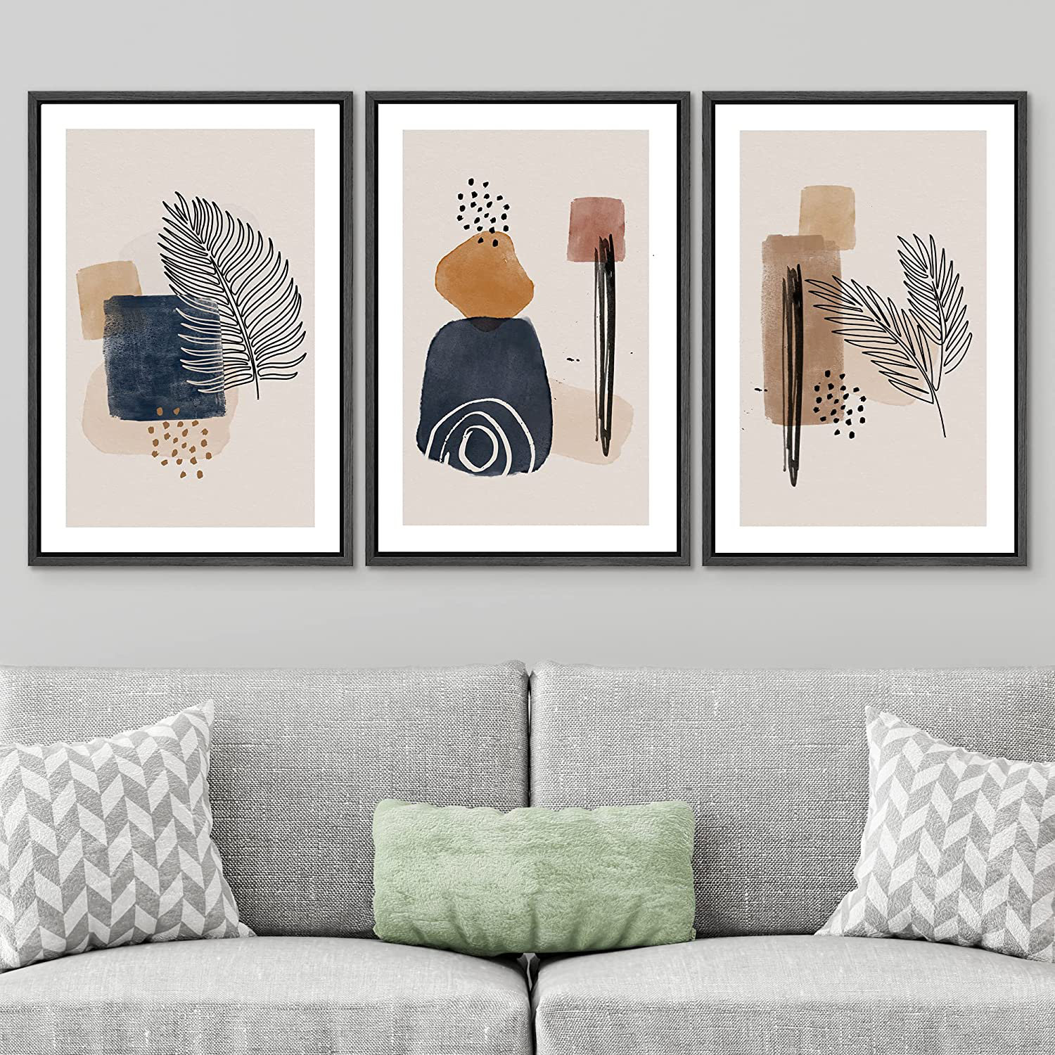 IDEA4WALL Geometric Polygons Abstract Shapes Illustrations - 3 Piece ...