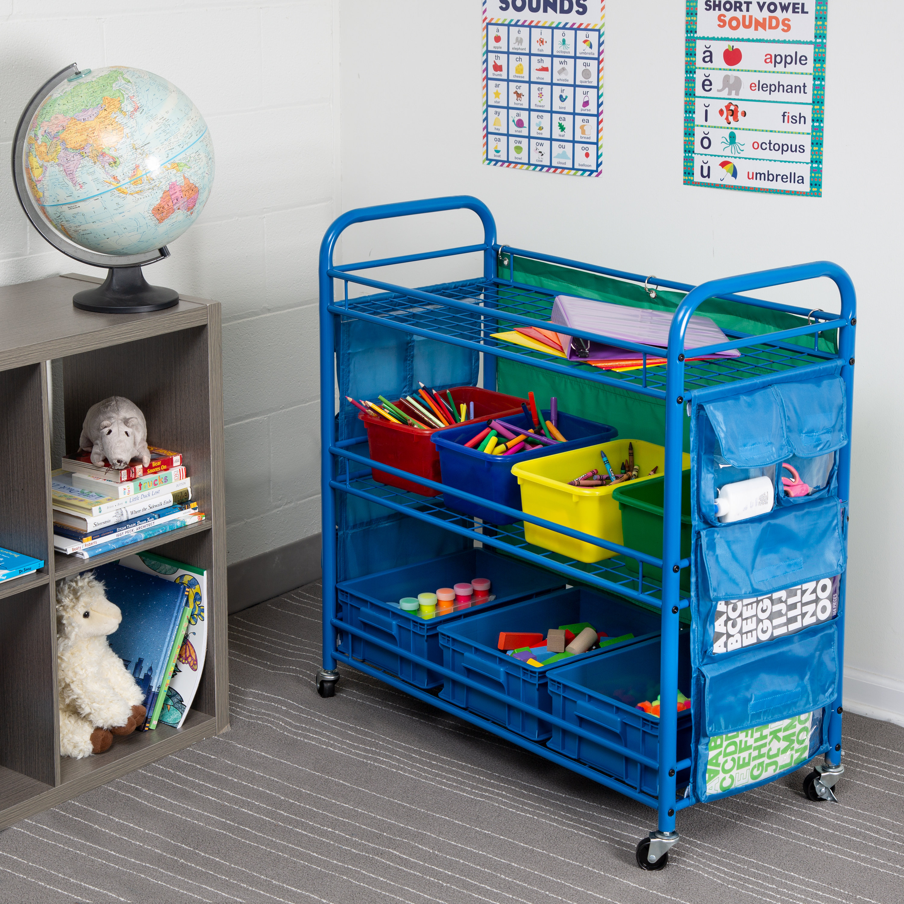 Zoomie Kids Harriotte All Purpose Portable 3 Compartment Teaching Cart ...