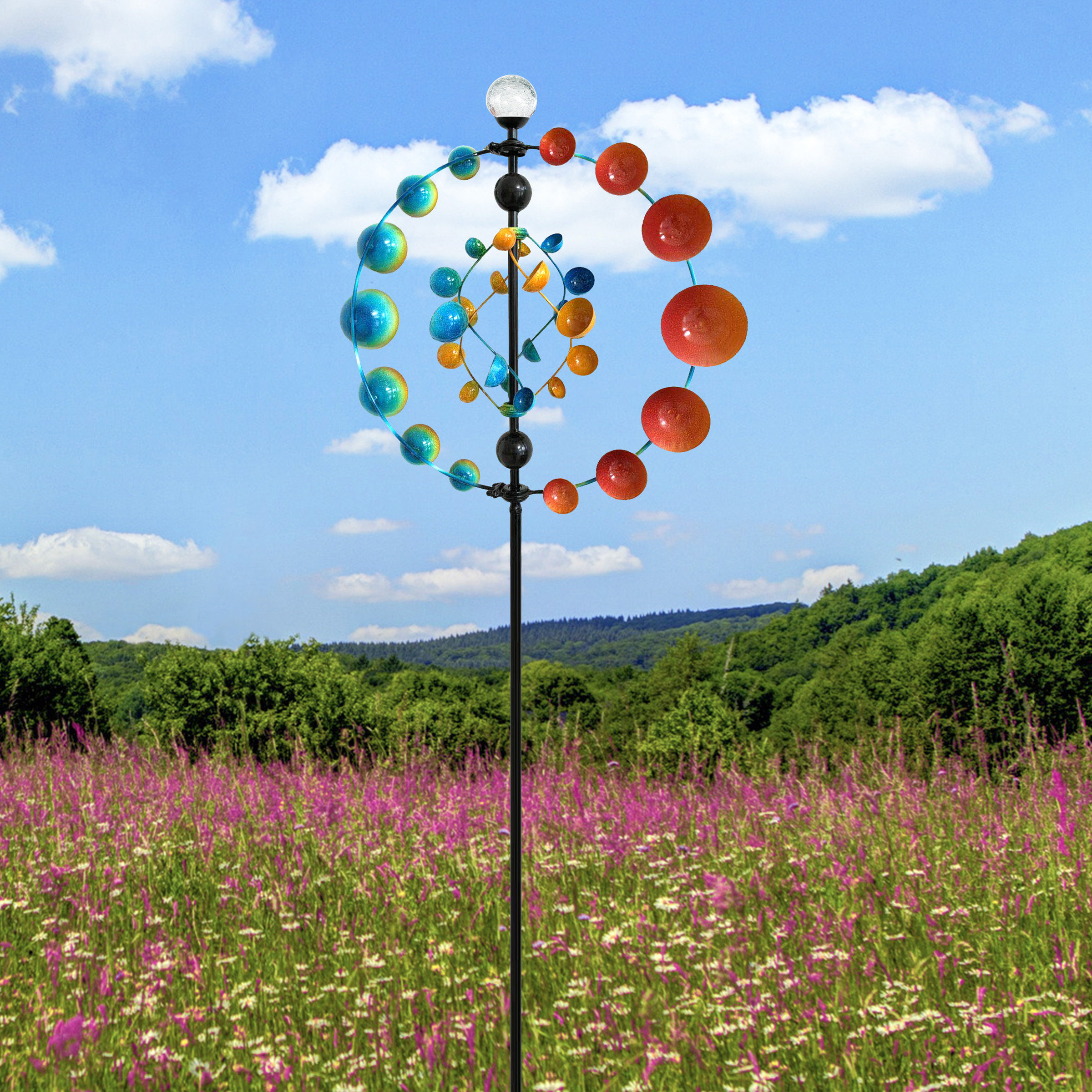 Arlmont & Co. Solar Orbital Spinner Garden Stake | Wayfair
