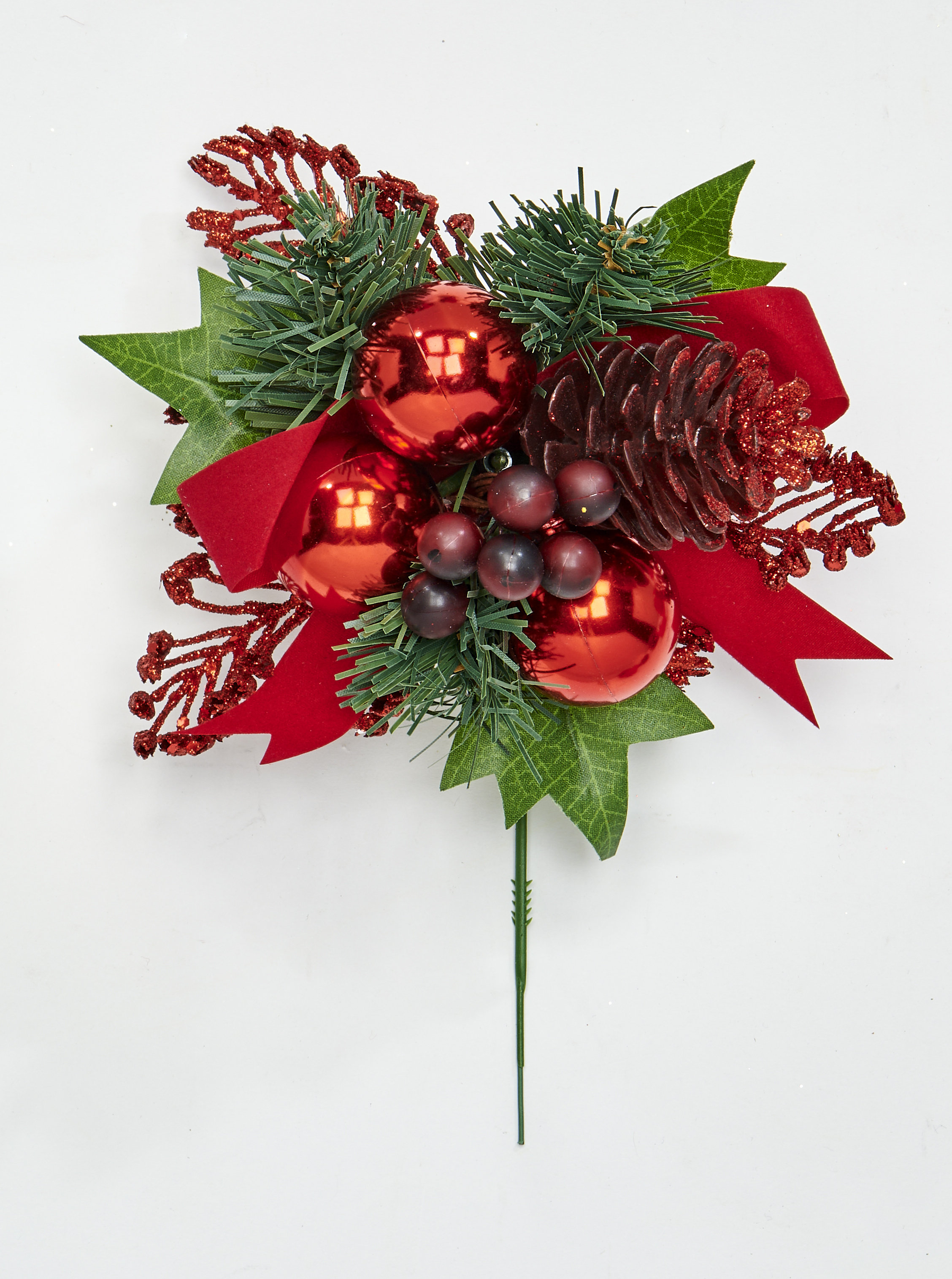 The Holiday Aisle® Pine Ball Cone with Bow and Berries Pick | Wayfair