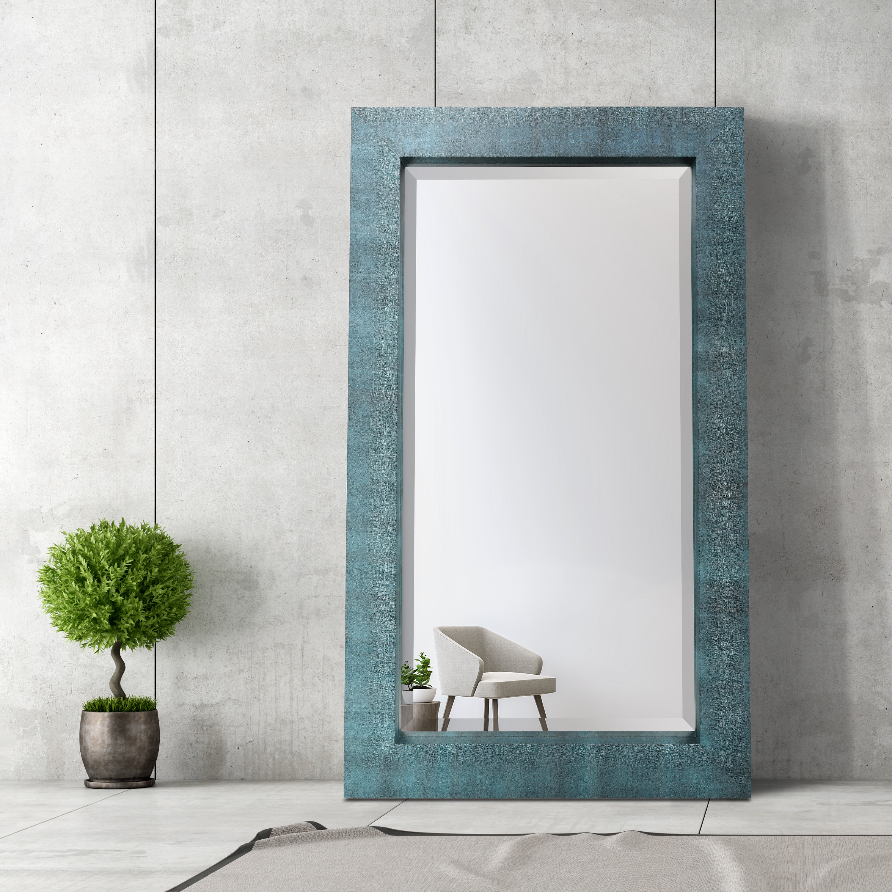 Empire Art Direct Rectangle Leather Floor Mirror & Reviews | Wayfair
