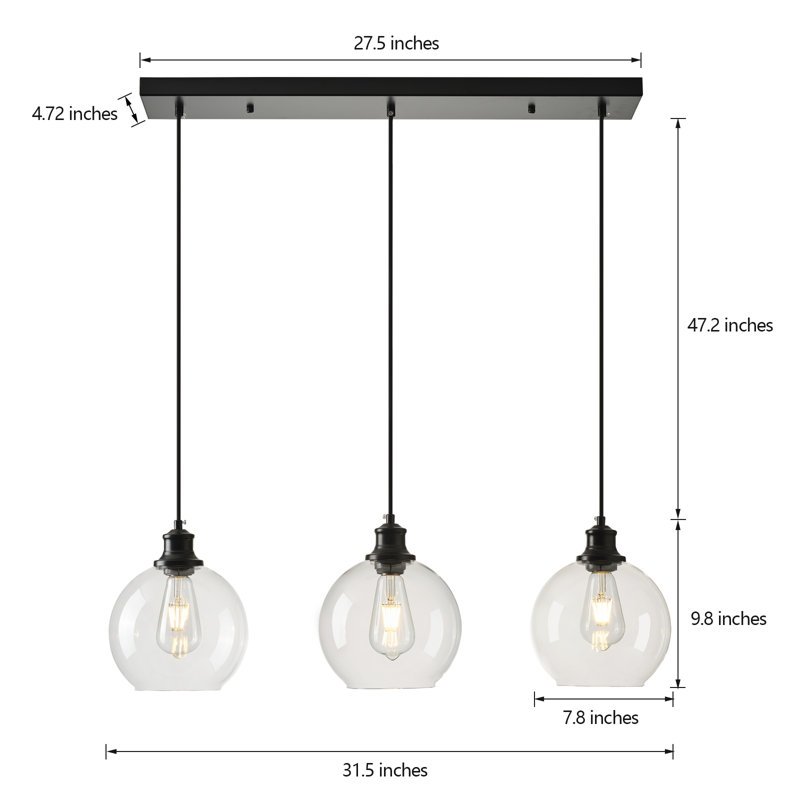 Breakwater Bay Concow 3 - Light Kitchen Island Bulb Pendant | Wayfair