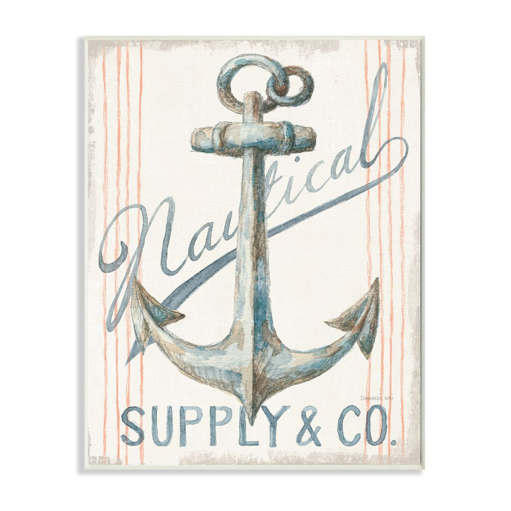 Breakwater Bay Boat Anchor Sign Nautical Ocean Pastel Watercolor by ...