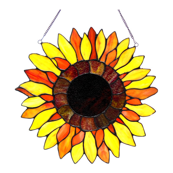 August Grove® Tiffany Glass Sunflower Window Panel & Reviews | Wayfair
